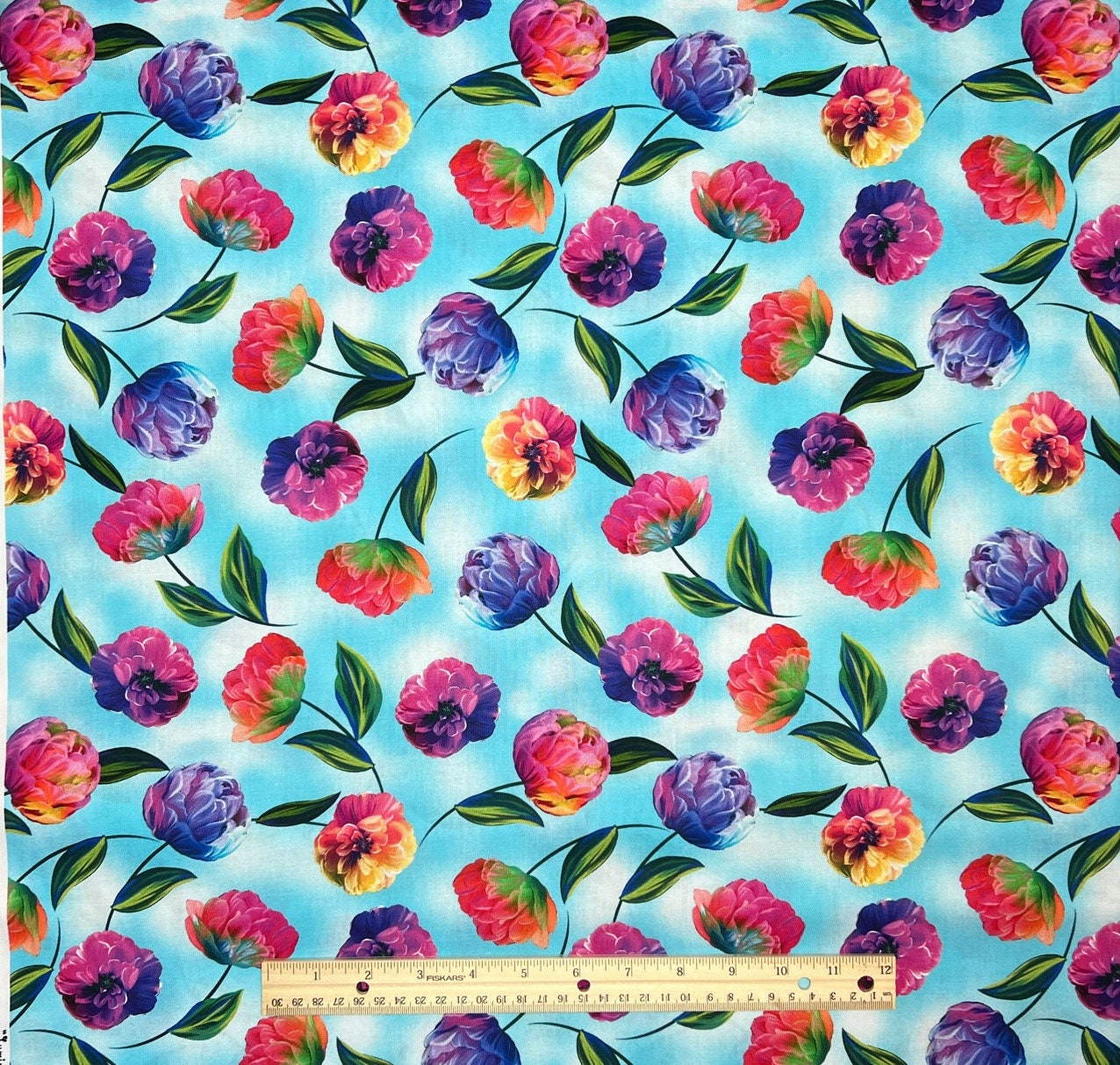 Floral Fabric in Full Bloom Large Floral Fabric Luminous - Etsy