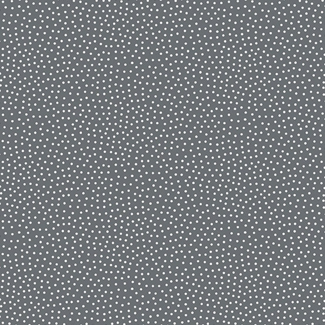 Polka Dot Fabric, Gray Fabric, Pin Dot Fabric, White on Gray, Freckle ...