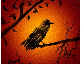 Halloween Crow Panel | Etsy