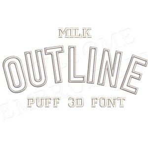 Milk Outline 3inch Puff Font A-Z Machine Embroidery Puff Stitch Letters ...