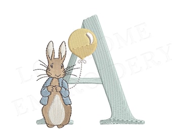 Peter Rabbit 4inch Alphabet A-Z Machine Embroidery Font Digital ...