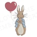 Peter Rabbit With Heart Balloon 4x4 Valentines Day Machine Embroidery ...