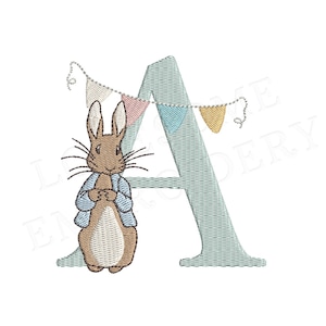 Peter Rabbit 4inch Bunting Alphabet A-Z Machine Embroidery Font Digital ...