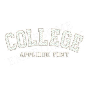 College Applique 3inch Font A-Z Machine Embroidery Sports Letters ...