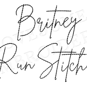 Britney Script 4inch Bean Stitch Font A-Z, Cursive Run Stitch Font ...