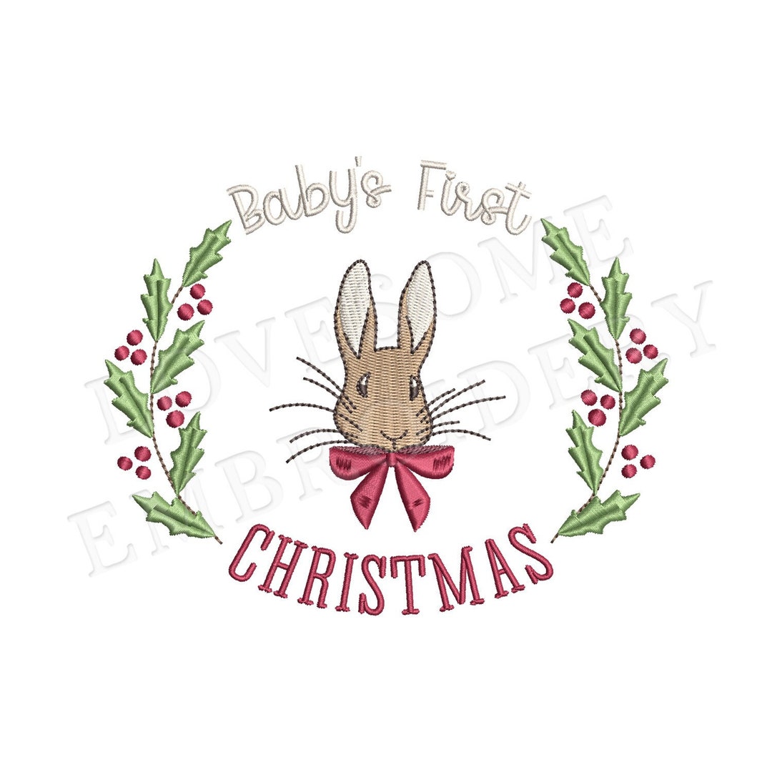 Babys First Christmas 4x4 Peter Rabbit Embroidery Design, My First Xmas ...
