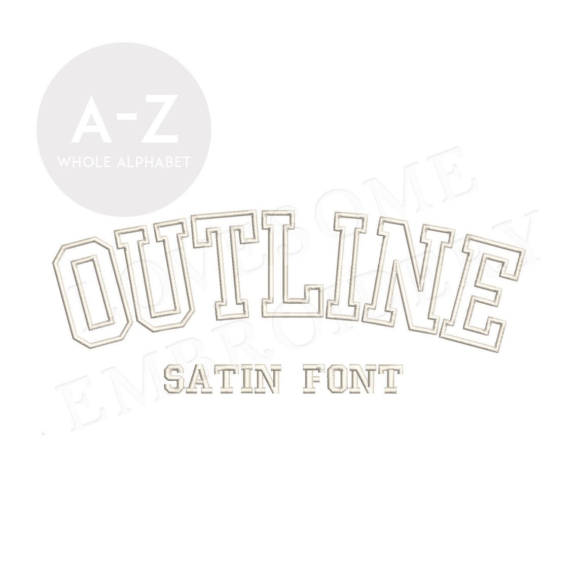 College Outline 4inch Satin Font A-Z Machine Embroidery Sports Letters ...