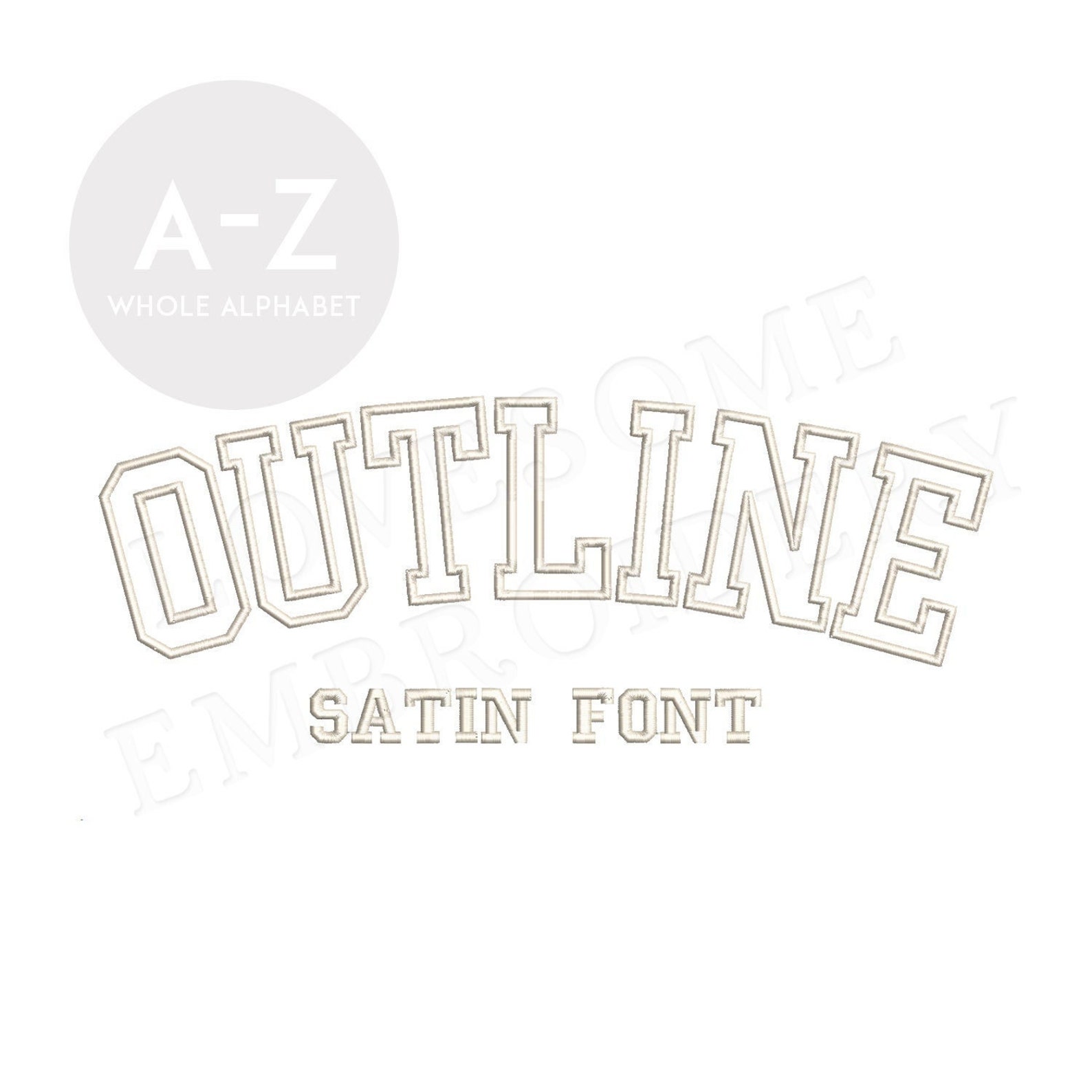 College Outline 4inch Satin Font A-Z Machine Embroidery Sports Letters ...