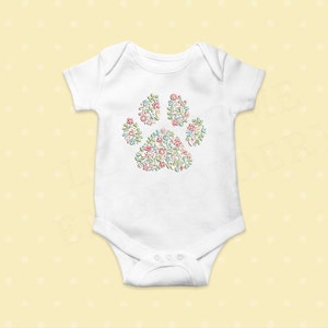Floral Fill Paw Print 5inch Embroidery Design Machine Embroidery File ...