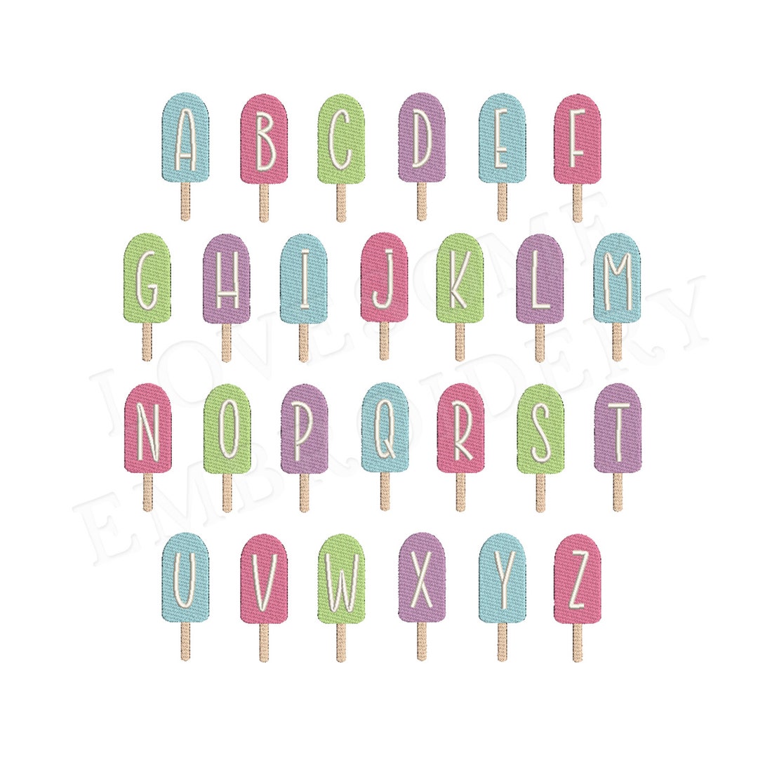 Popsicle Monogram 2inch BX Font A-Z Machine Embroidery Font Digital ...