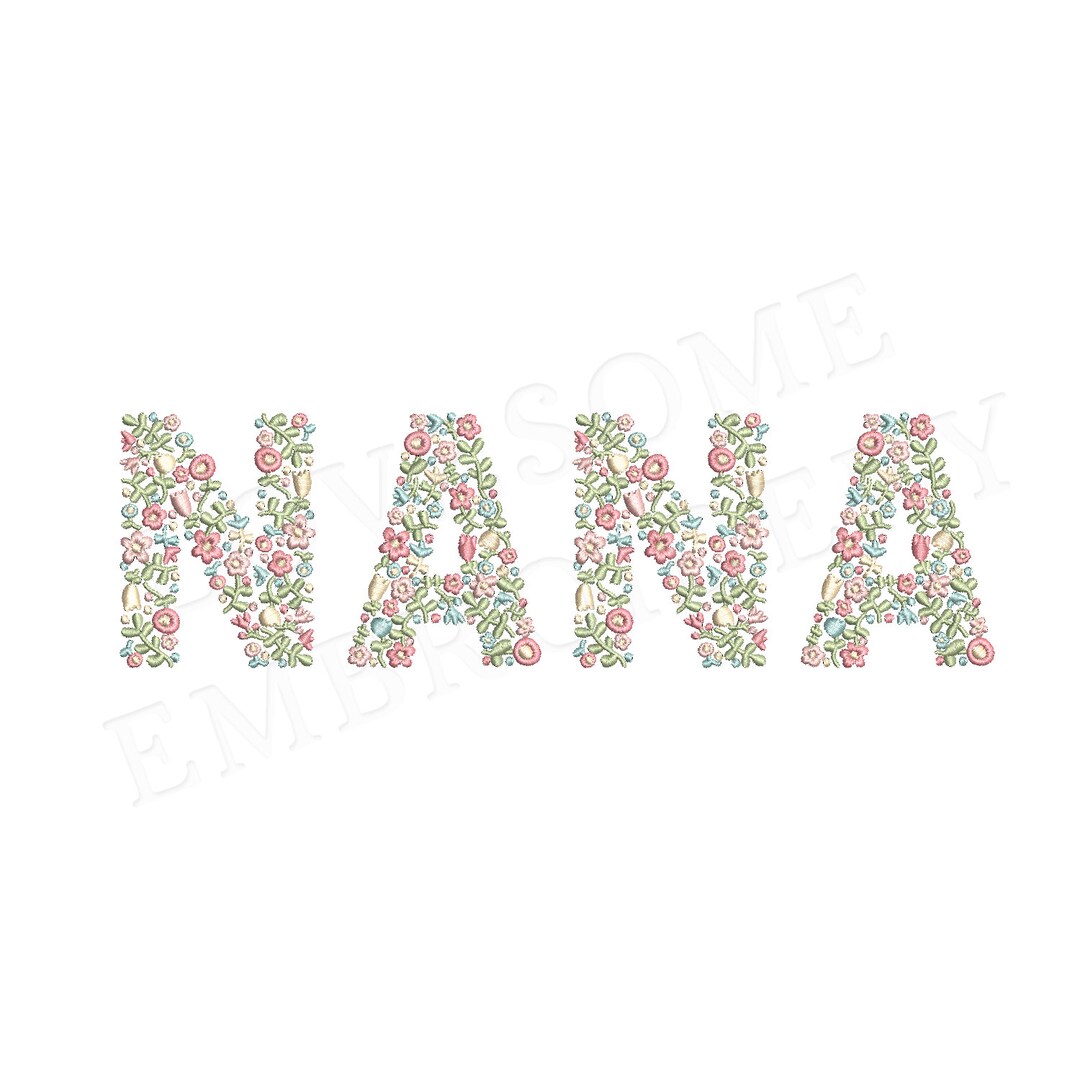 Floral Nana 7inch Embroidery Design, Modern Floral Fill Embroidery File ...
