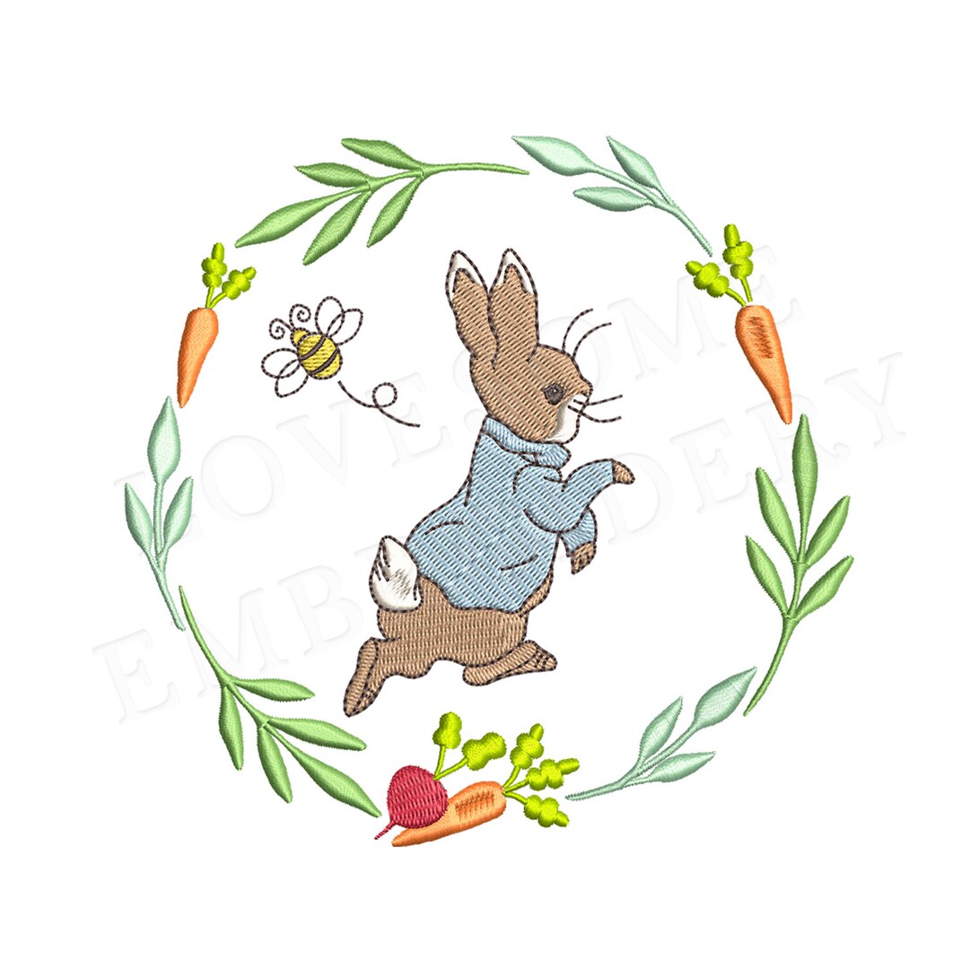 Peter Rabbit 5x7 Carrots Frame Machine Embroidery Design Digital ...
