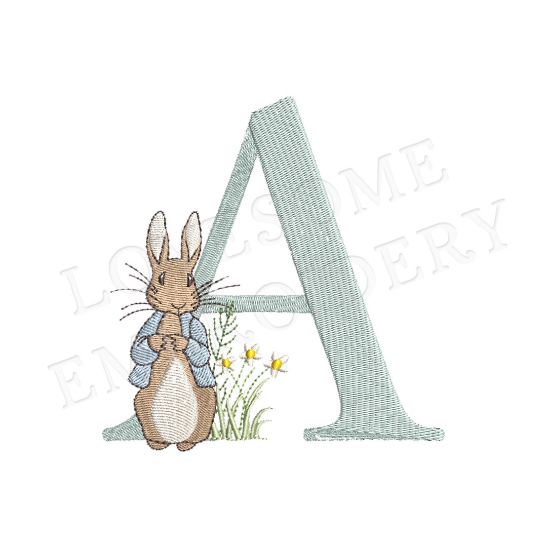 Peter Rabbit 5inch Alphabet A-Z Machine Embroidery Font Digital ...