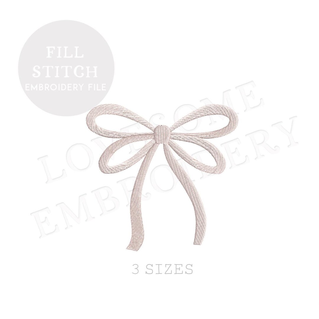 Fancy Bow Three Big Sizes Embroidery Design, Stylish Bow Fill Stitch ...