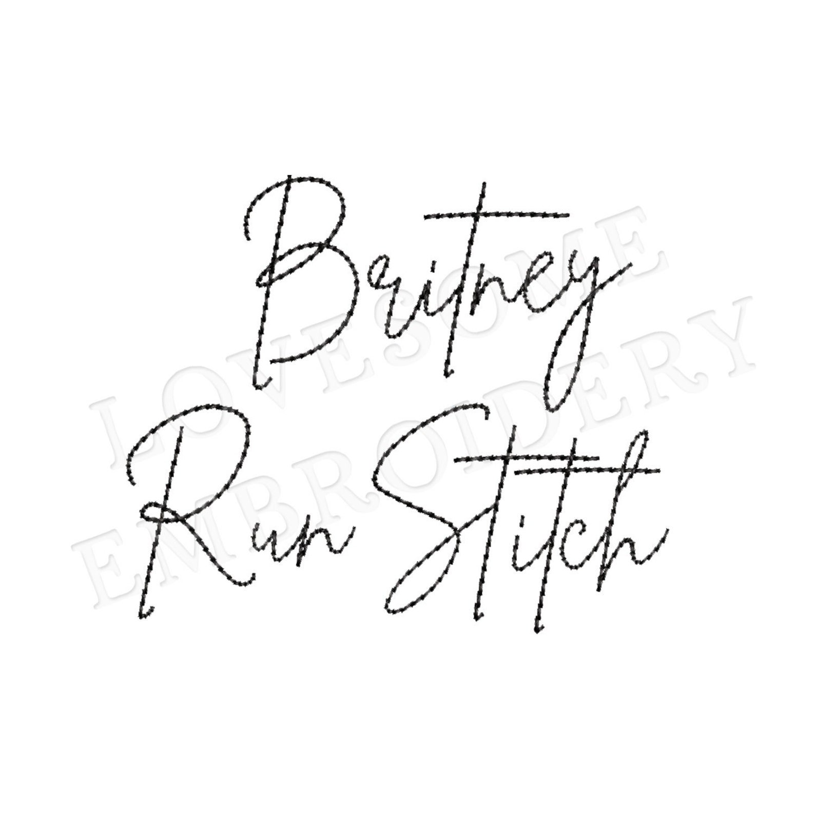 Britney Script 3inch Bean Stitch Font A-Z, Cursive Run Stitch Font ...