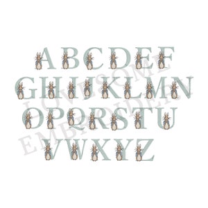 Peter Rabbit 4inch Alphabet A-Z Machine Embroidery Font Digital ...