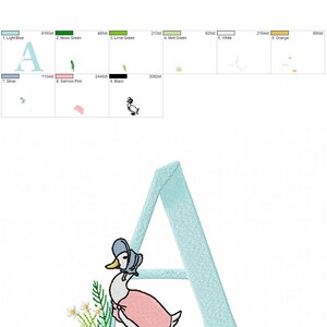 Jemima Puddleduck 5inch Alphabet A-Z Machine Embroidery Font Digital ...