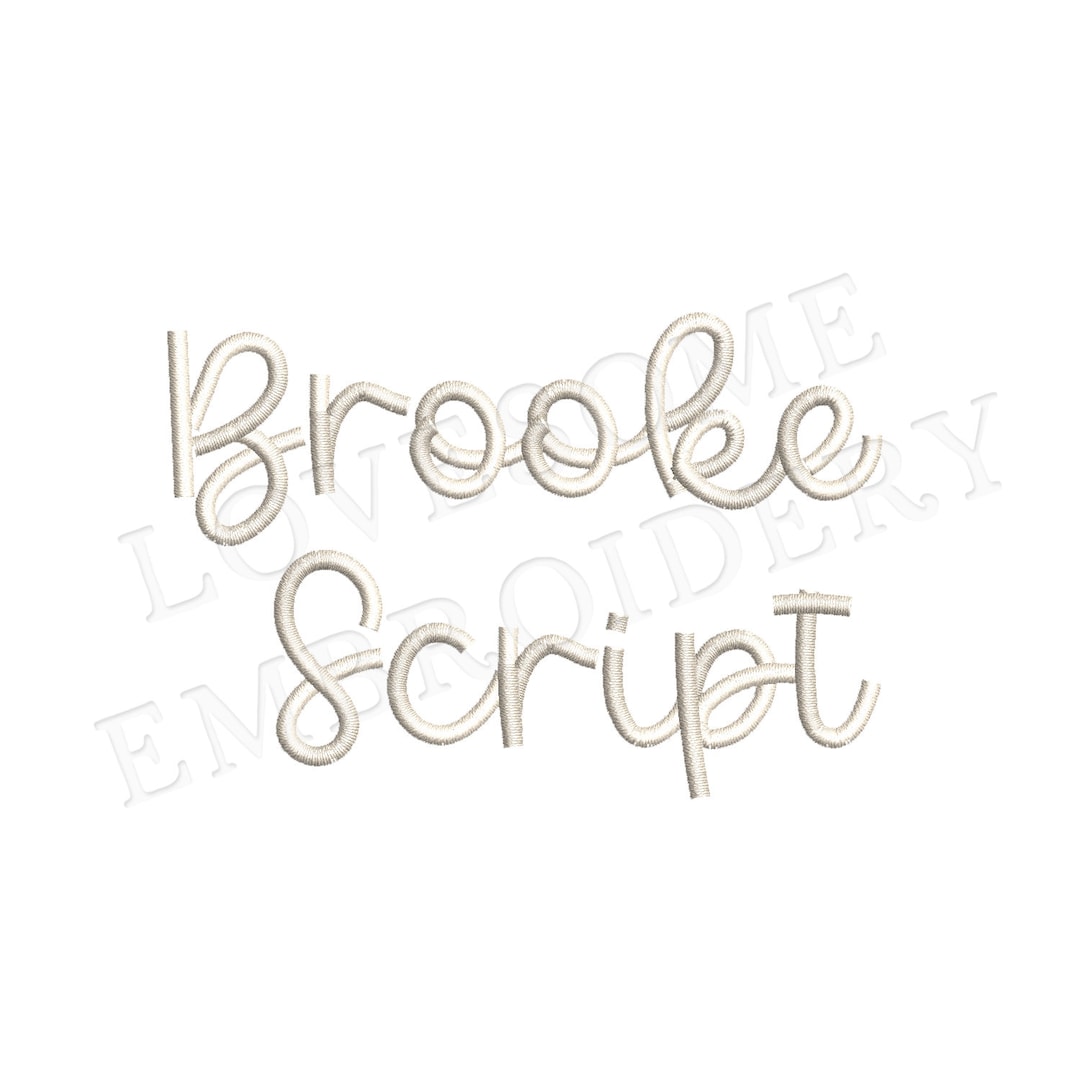 Brooke Script 2inch Satin Stitch Font A-Z, Cursive Run Stitch Font, Machine Embroidery Digital ...