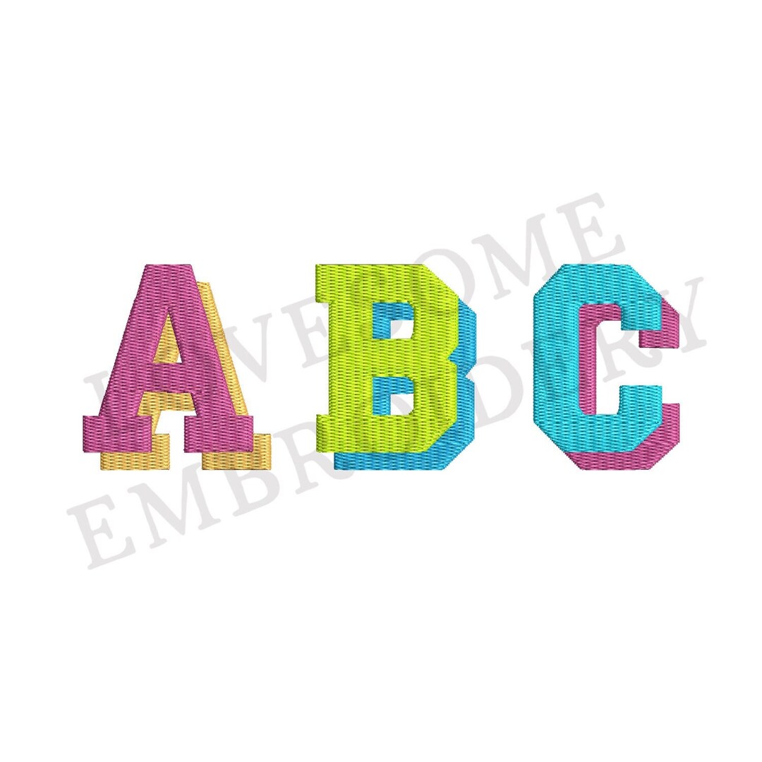 Shadow College 1inch Monogram Font A-Z Machine Embroidery Font Digital ...