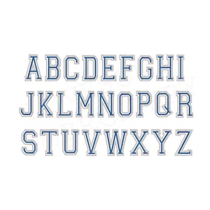 College Applique Satin 3inch Font A-Z Machine Embroidery Sports Letters ...