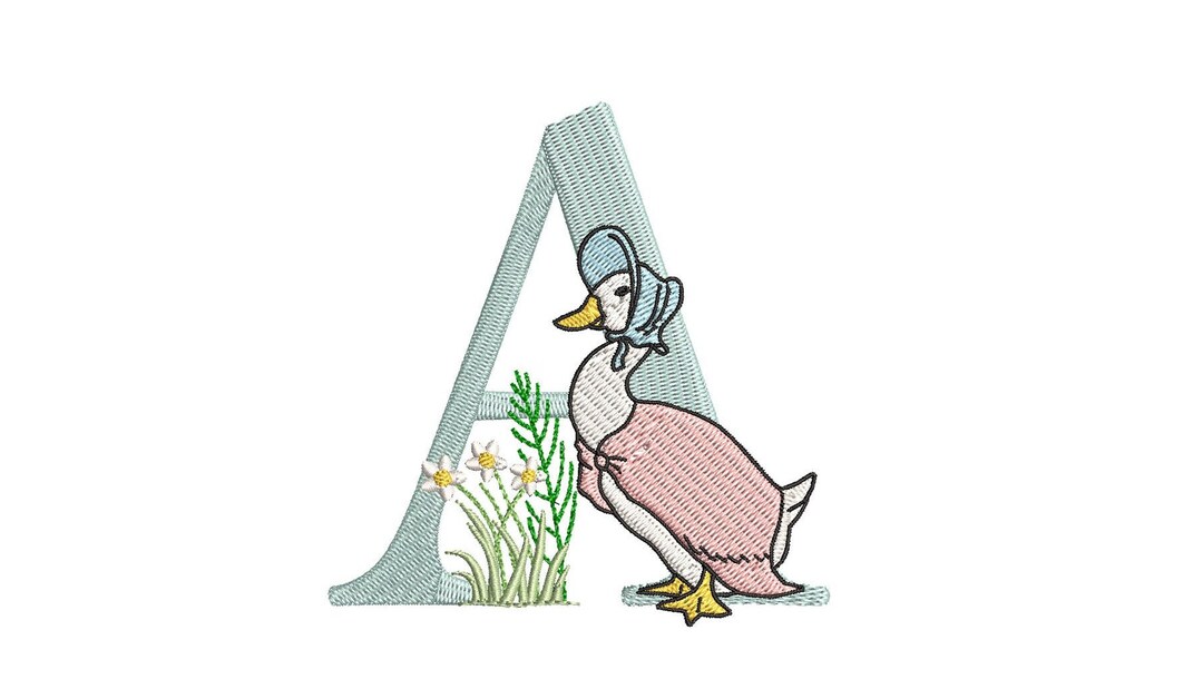 Jemima Puddleduck 4inch Alphabet A-Z Machine Embroidery Font Digital ...