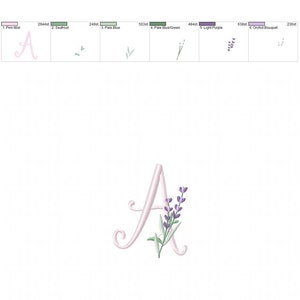 Lavender Script 4inch A-Z Machine Embroidery Font Elegant Floral Script ...