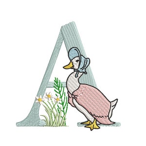 Jemima Puddleduck 5inch Alphabet A-Z Machine Embroidery Font Digital ...