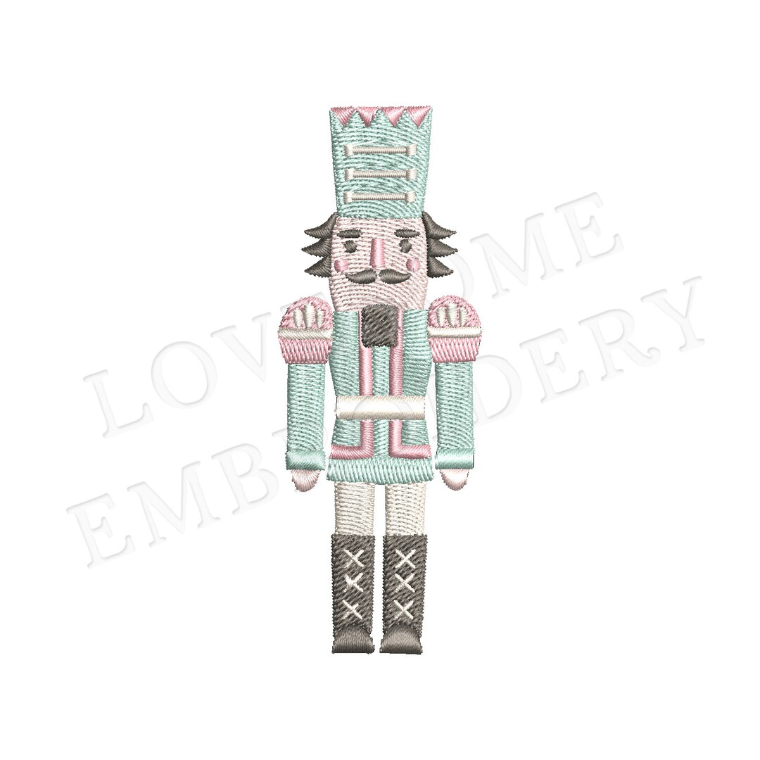 Pastel Nutcracker 4x4 Fill Stitch Embroidery Design, Modern Christmas ...