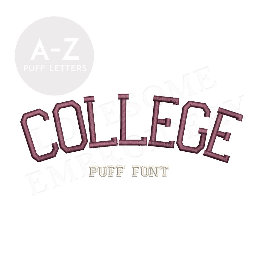 College 1.5inch Puff Font A-Z Machine Embroidery Sports Letters, Puff ...