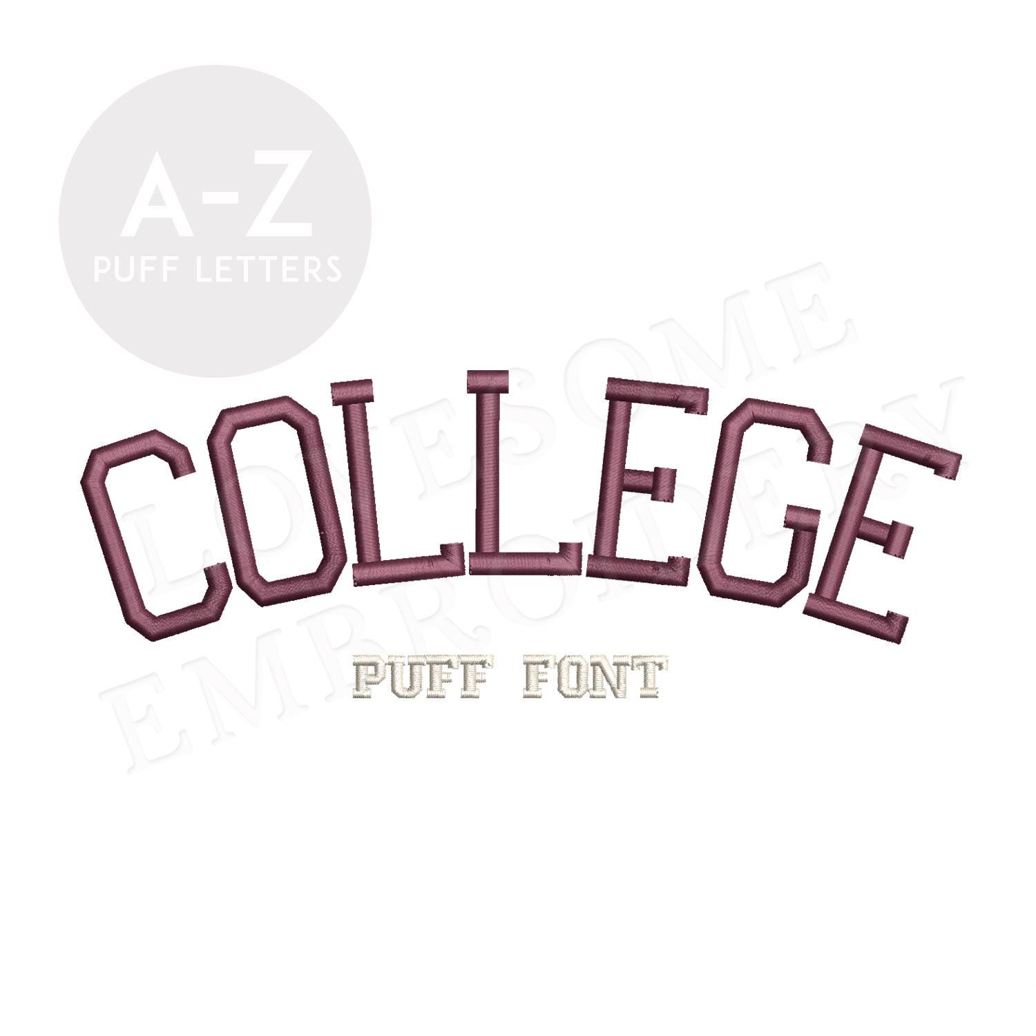 College 1.5inch Puff Font A-Z Machine Embroidery Sports Letters, Puff ...