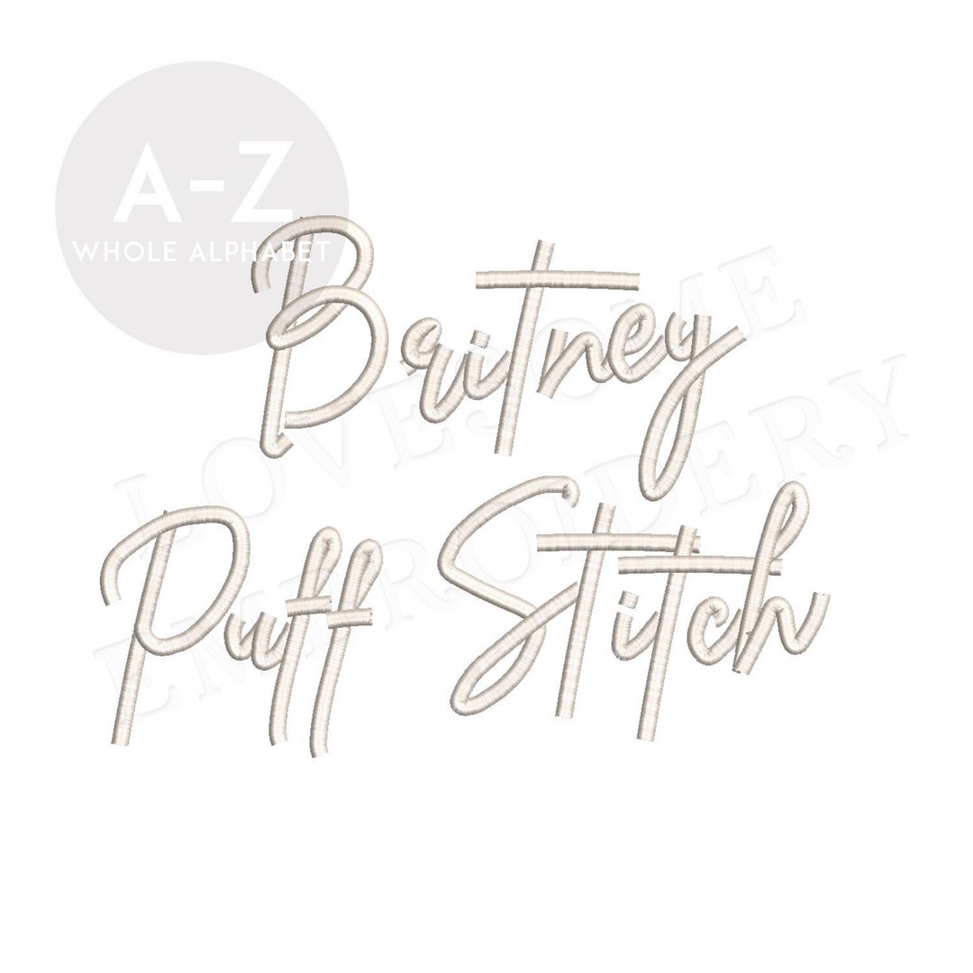Britney Puff 3inch Script Font A-Z Machine Embroidery Letters, Puff 3D ...
