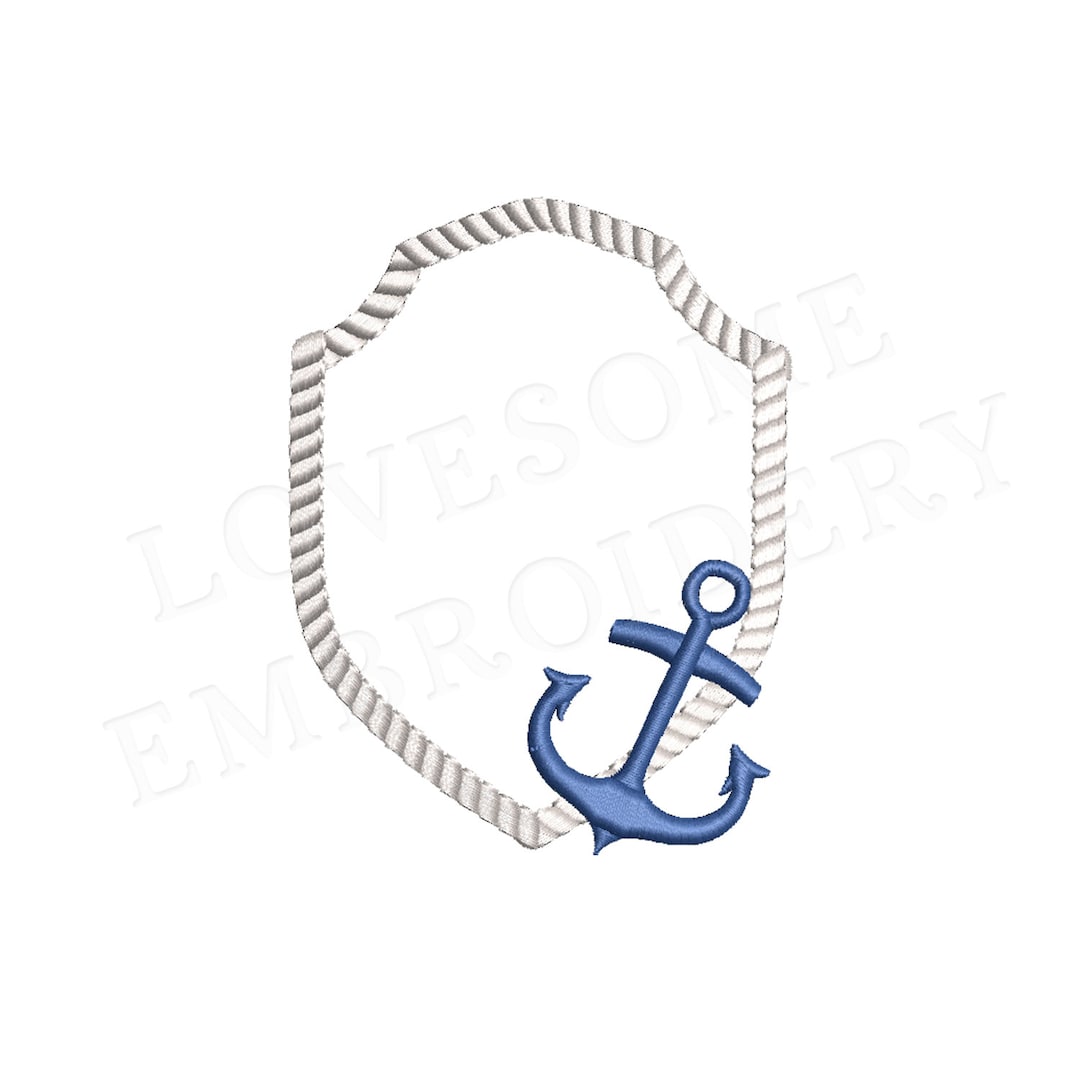 Anchor Rope Crest 3inch Embroidery Design, Nautical Machine Embroidery ...