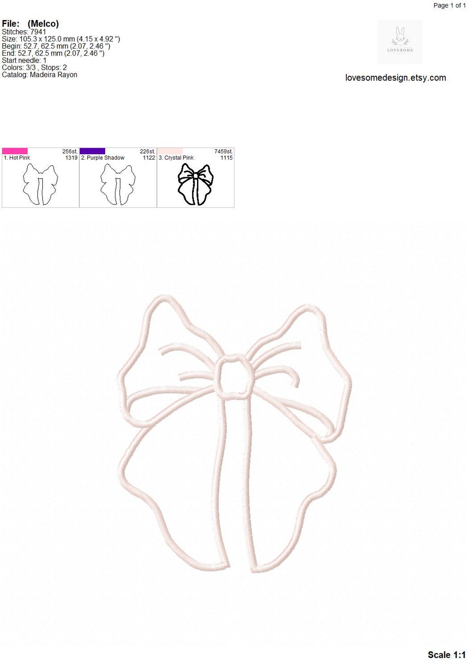 Precious Bow Applique Three Big Sizes Machine Embroidery Design, Lovely ...