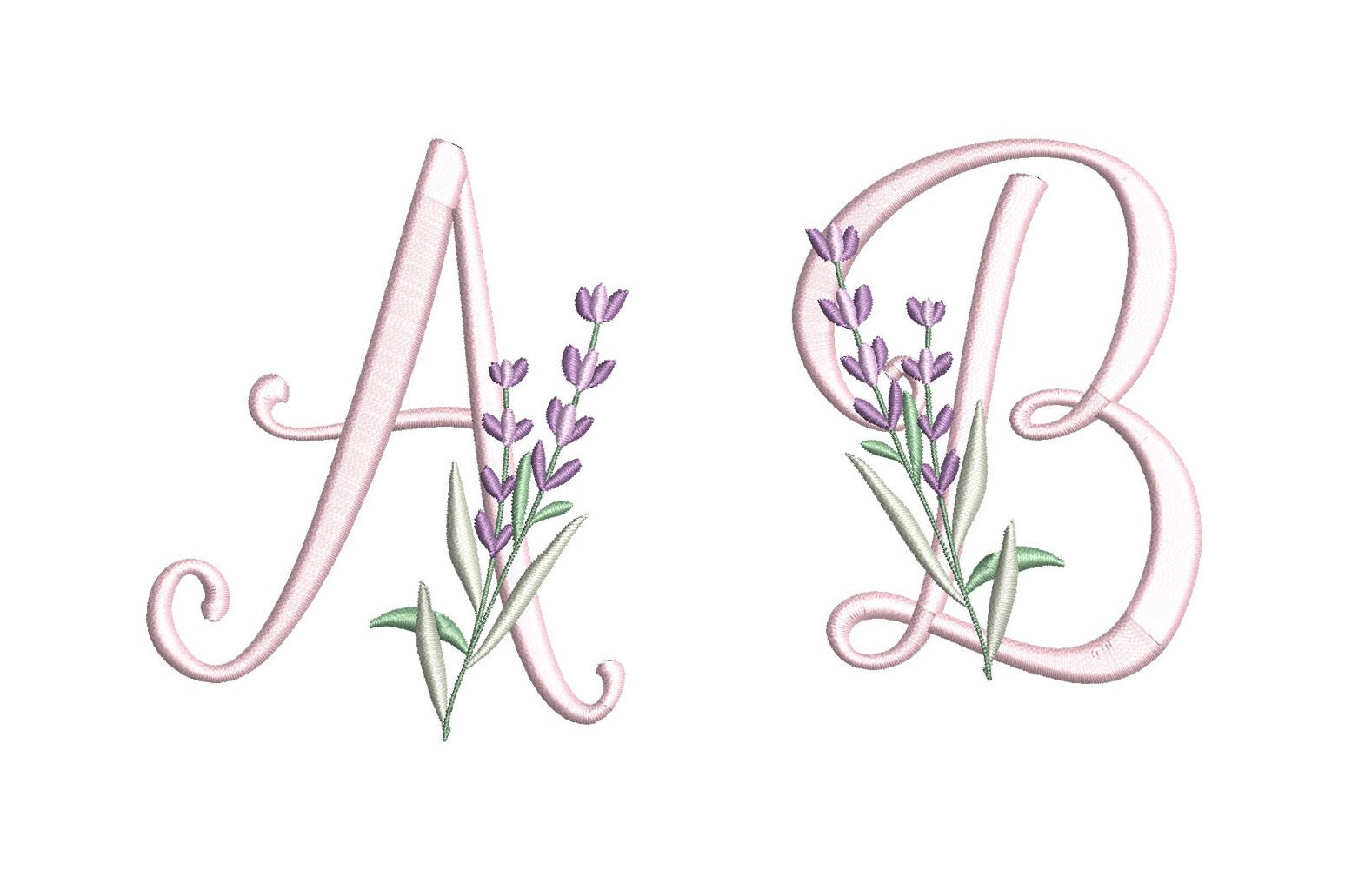 Lavender Script 3inch A-Z Machine Embroidery Font Elegant Floral Script ...