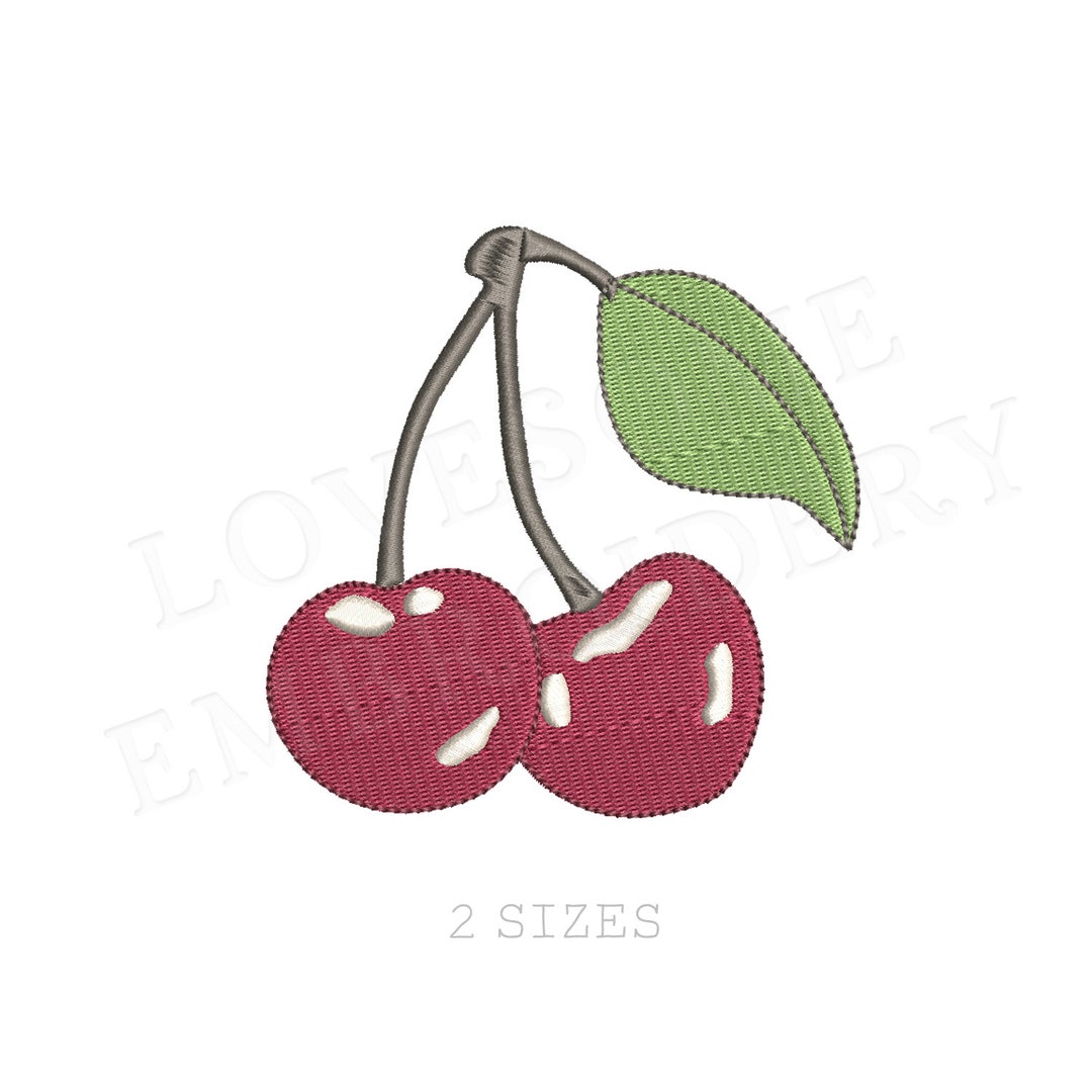 Cherries Two Mini Sizes Machine Embroidery Design, Lovely Red Cherry ...