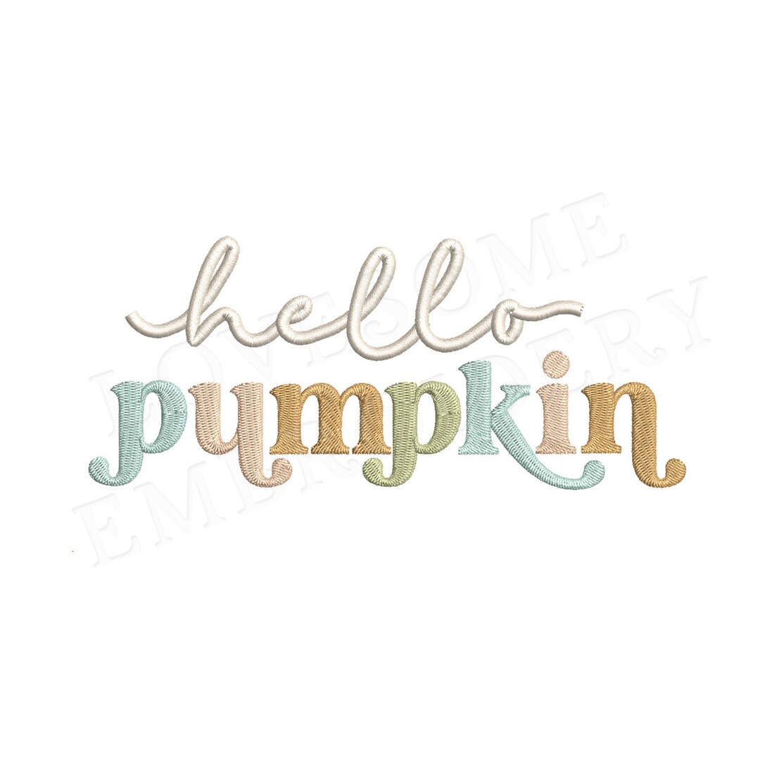 Hello Pumpkin 6x10 Machine Embroidery Design, Retro Style Funky Autumn ...