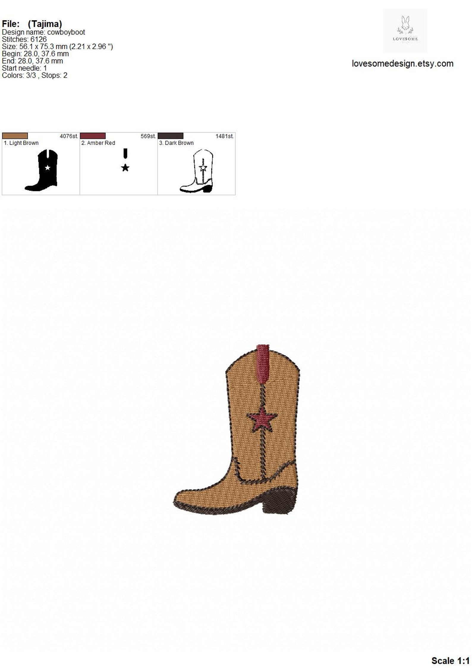 Cowboy Boot Multisize Embroidery Design, Western Machine Embroidery ...