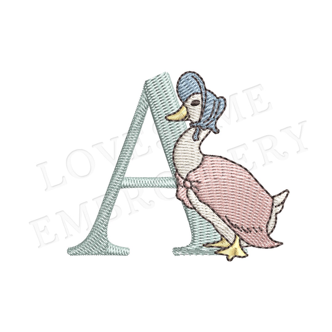 Jemima Puddleduck 2inch Alphabet A-Z Machine Embroidery Font Digital ...