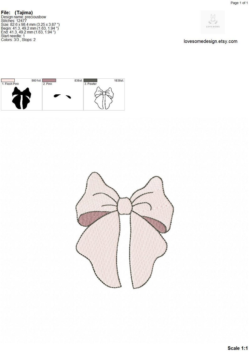 Precious Bow Three Sizes Machine Embroidery Design, Lovely Mini Bows ...
