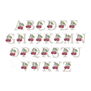 Cherry Monogram 4inch A-Z Machine Embroidery Font Red Cherries Alphabet ...