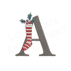 Christmas Stocking Alphabet 4inch A-Z Machine Embroidery Font Digital ...