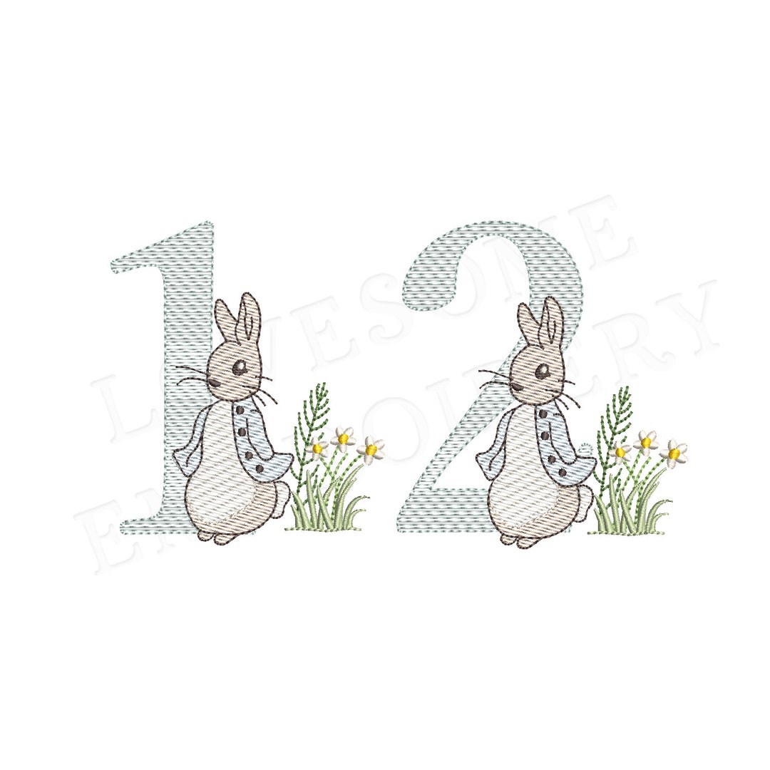 Numbers Peter Rabbit Quick Stitch 4inch 0-9 Machine Embroidery Numbers ...