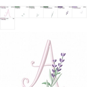 Lavender Script 5inch A-Z Machine Embroidery Font Elegant Floral Script ...