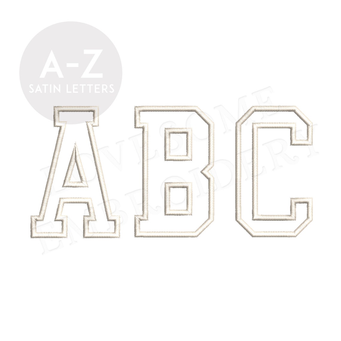College Outline 4inch Satin Font A-Z Machine Embroidery Sports Letters ...