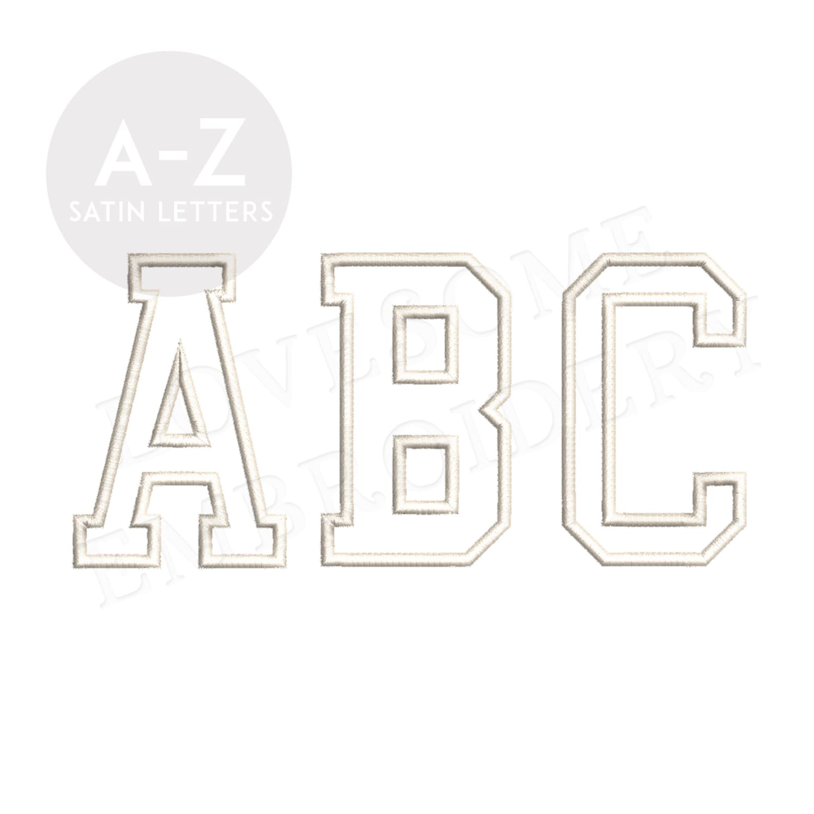 College Outline 4inch Satin Font A-Z Machine Embroidery Sports Letters ...