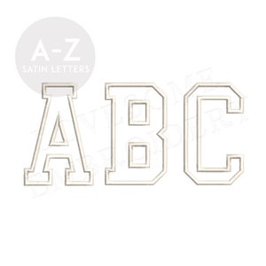 College Outline 3inch Satin Font A-Z Machine Embroidery Sports Letters ...