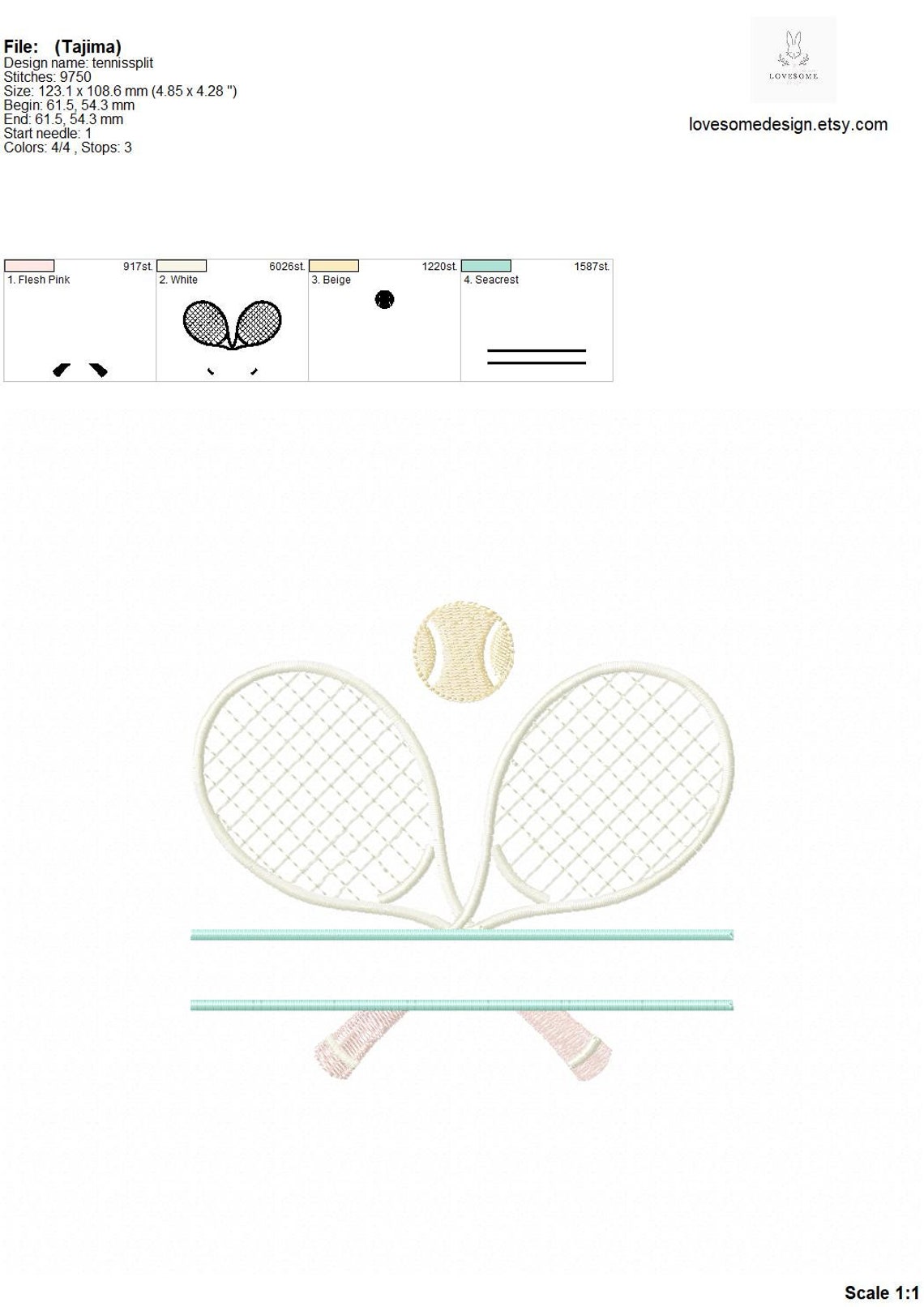 Tennis Rackets Split 5inch Embroidery Design, Sports Machine Embroidery ...