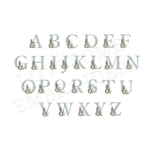Peter Rabbit 5inch Alphabet A-Z Machine Embroidery Font Digital ...