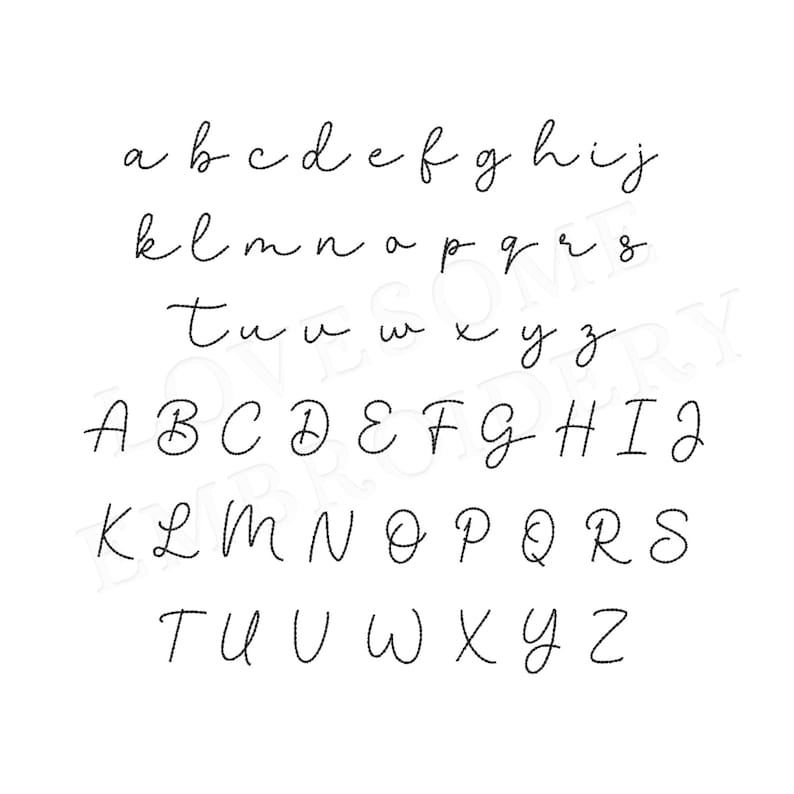 Farmhouse Script 1inch Bean Stitch Font A-Z, Cursive Run Stitch Font ...