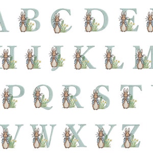 Peter Rabbit 3inch Alphabet A-Z Machine Embroidery Font Digital ...